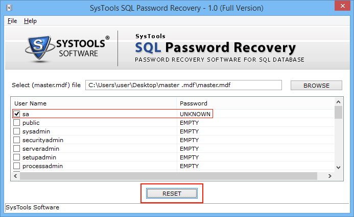 SQL Password Recovery Tool to Reset SQL Server SA Password SQL Password Recovery Tool to Reset SQL Server SA Password